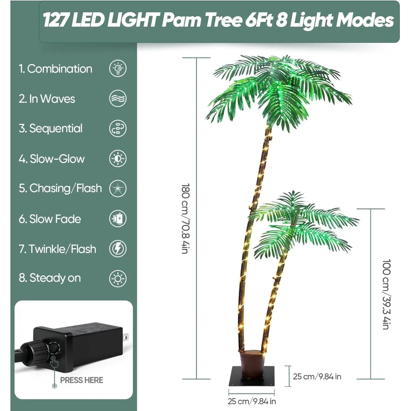 Lighted-Palm-Tree-6FT-192-LED-Artificial-Fake-Trees-Lights-Christmas ...