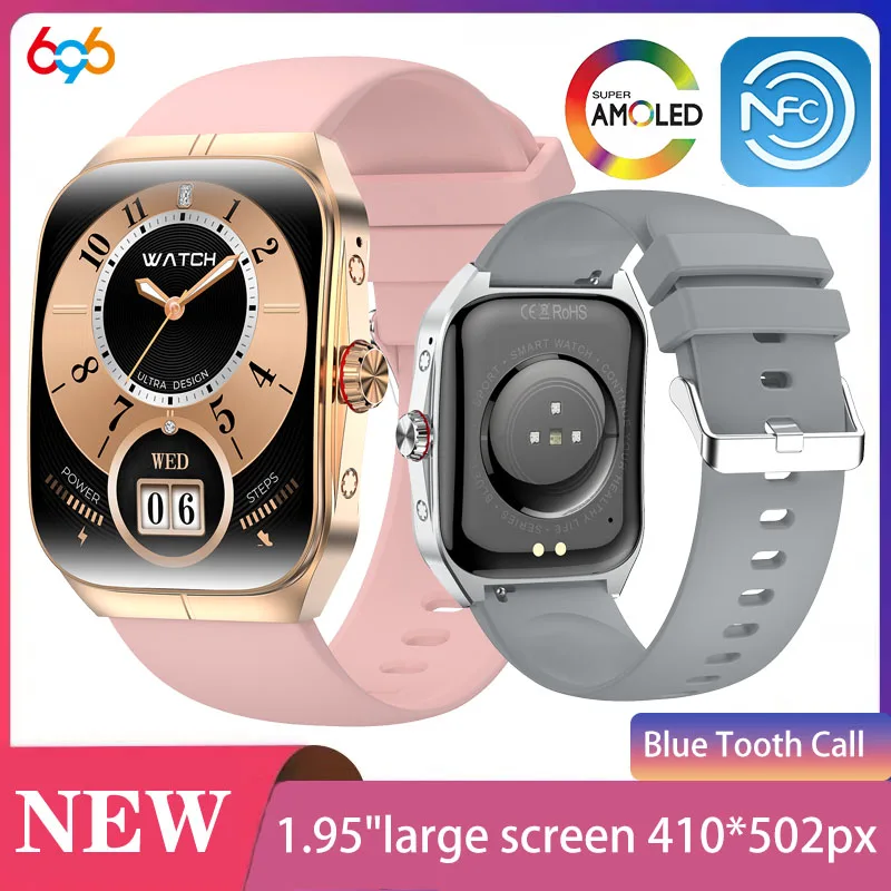 New AMOLED Screen Sports Health Watches Men Women Blue Tooth Call NFC ...
