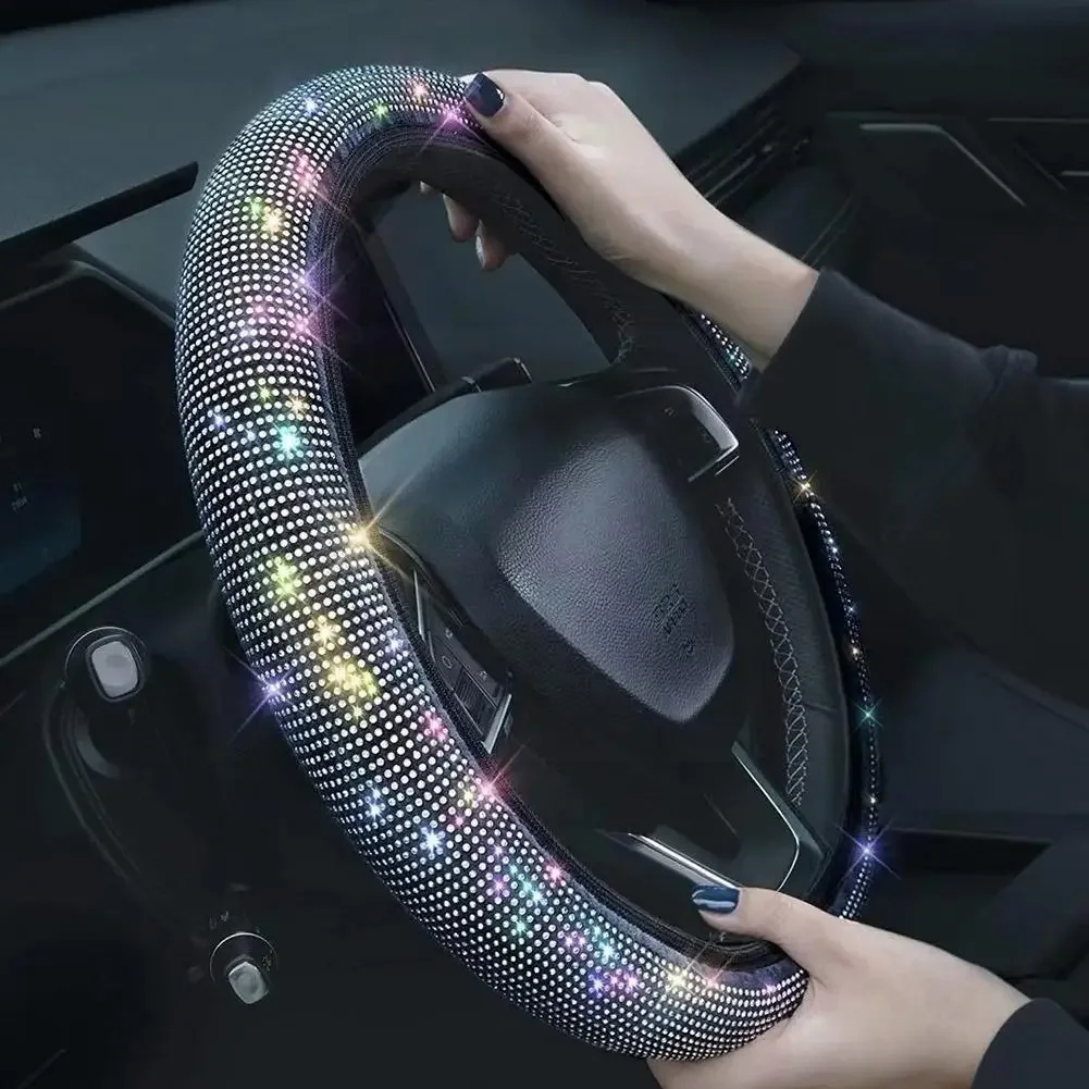 Car Steering Wheel Cover With Crystal Diamond Sparkling Auto Vehicle ...