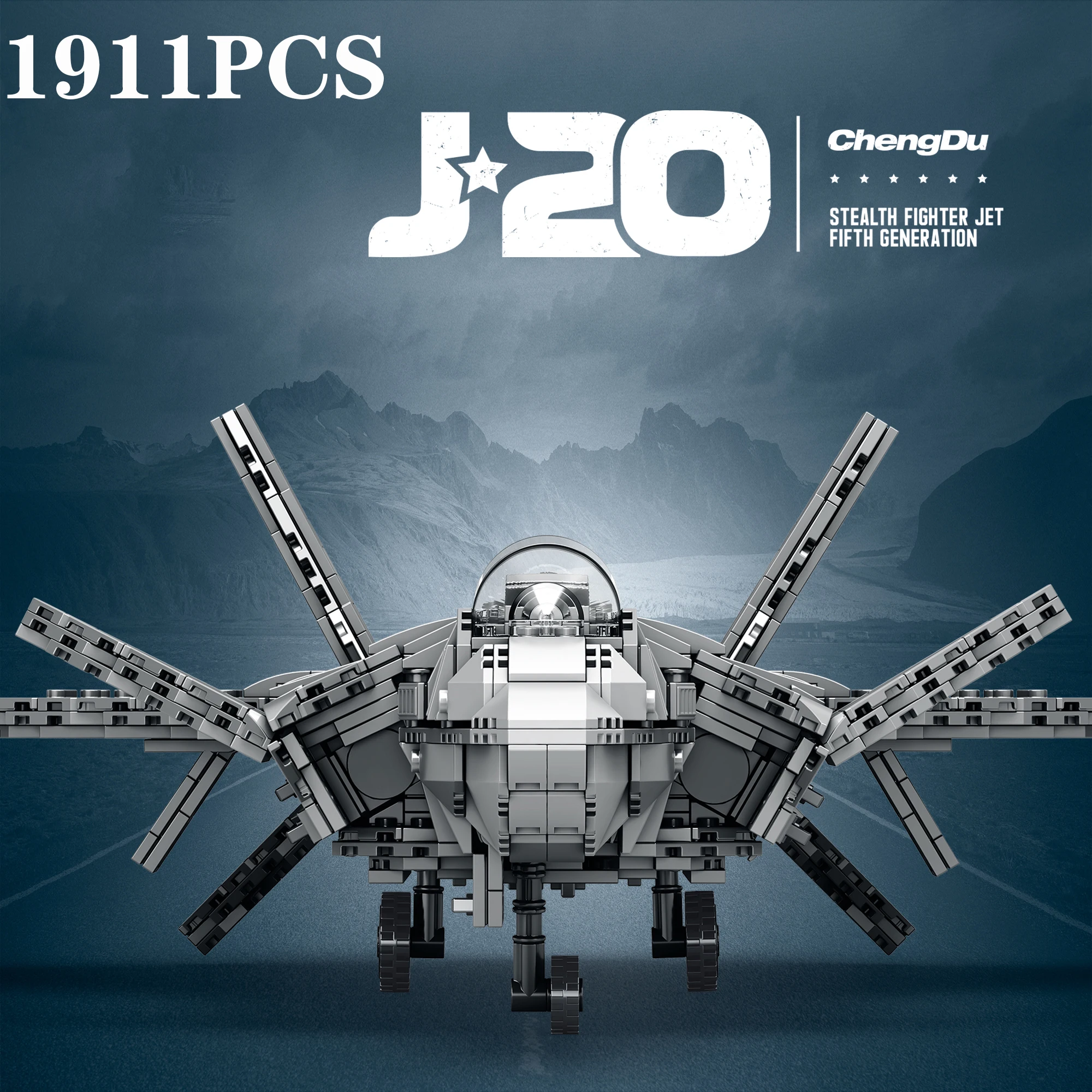 1911PCS-J-20-Stealth-Fighter-Model-Building-Blocks-Air-Force-Combat ...