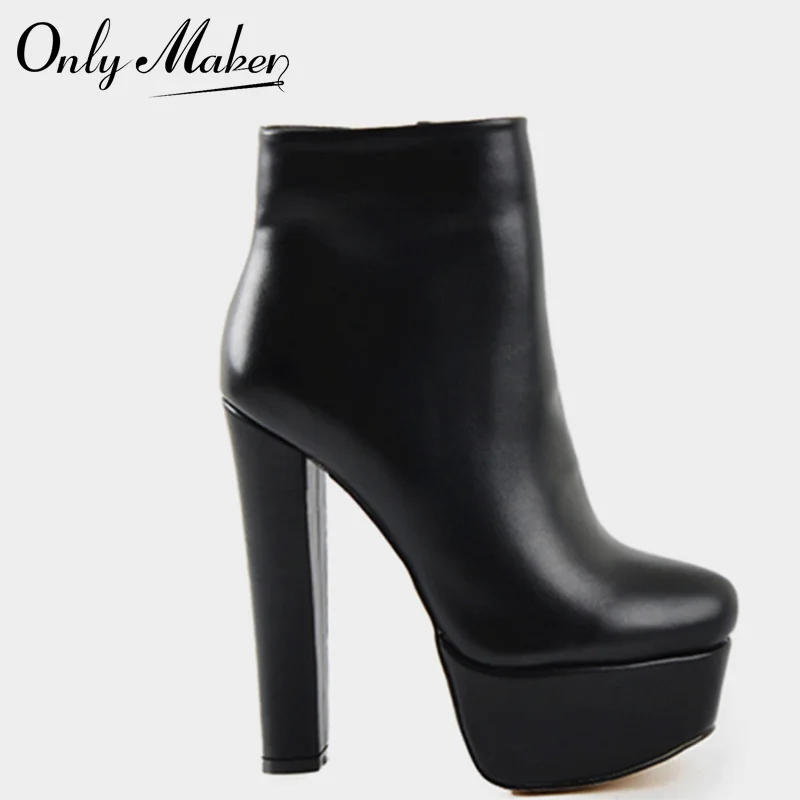 Onlymaker-Women-Platform-Ankel-Boots-Classic-Block-Chunky-Heel-High ...
