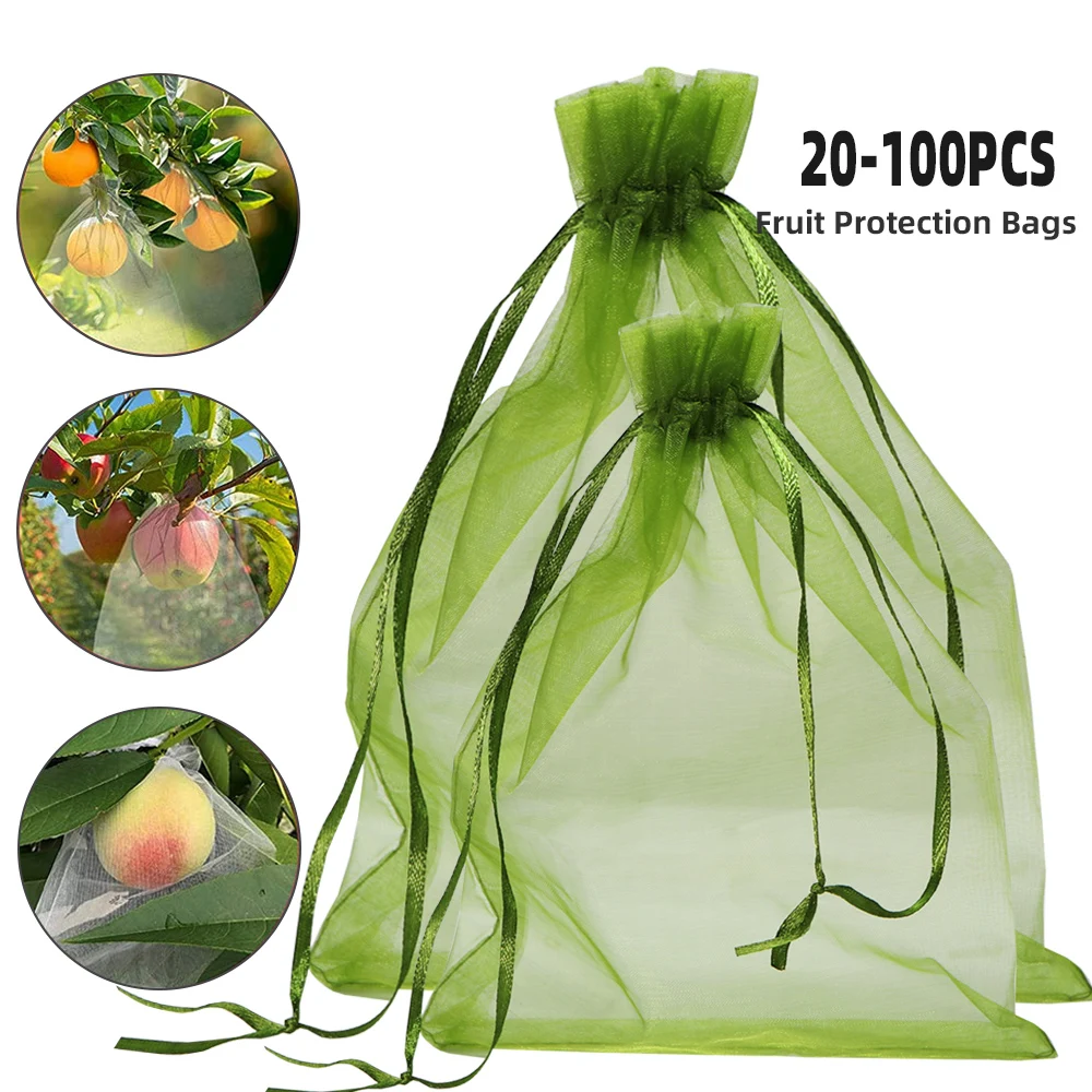 20-100PCS-Grape-Protection-Bag-Fruit-Bird-proof-Pest-Control-Drawstring ...