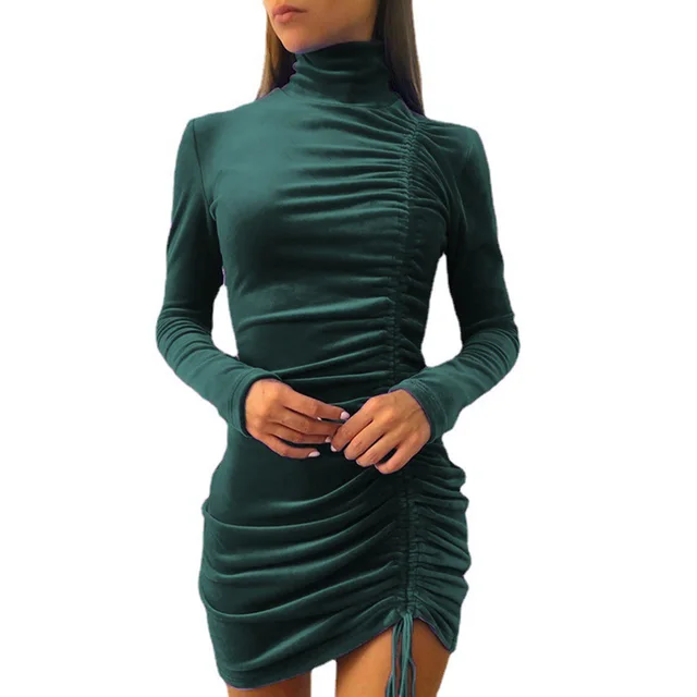Beautiful Bodycon Dress Ruched Wide Application Lightweight Solid Color ...