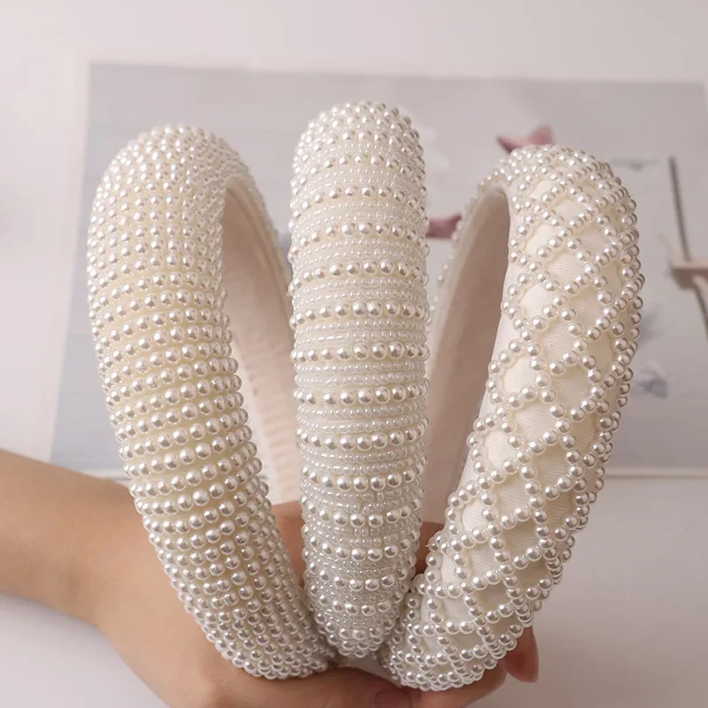 Diademas-de-decoraci-n-de-perlas-ABS-para-mujer-estilo-dulce-tela ...