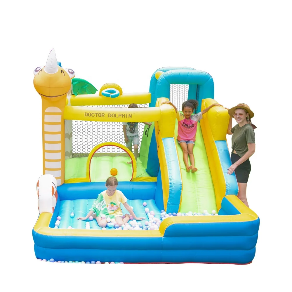 Doctor Dolphin Kids Play Slide Bobo Pool Dinosaur Pattern Bouncy Castle ...