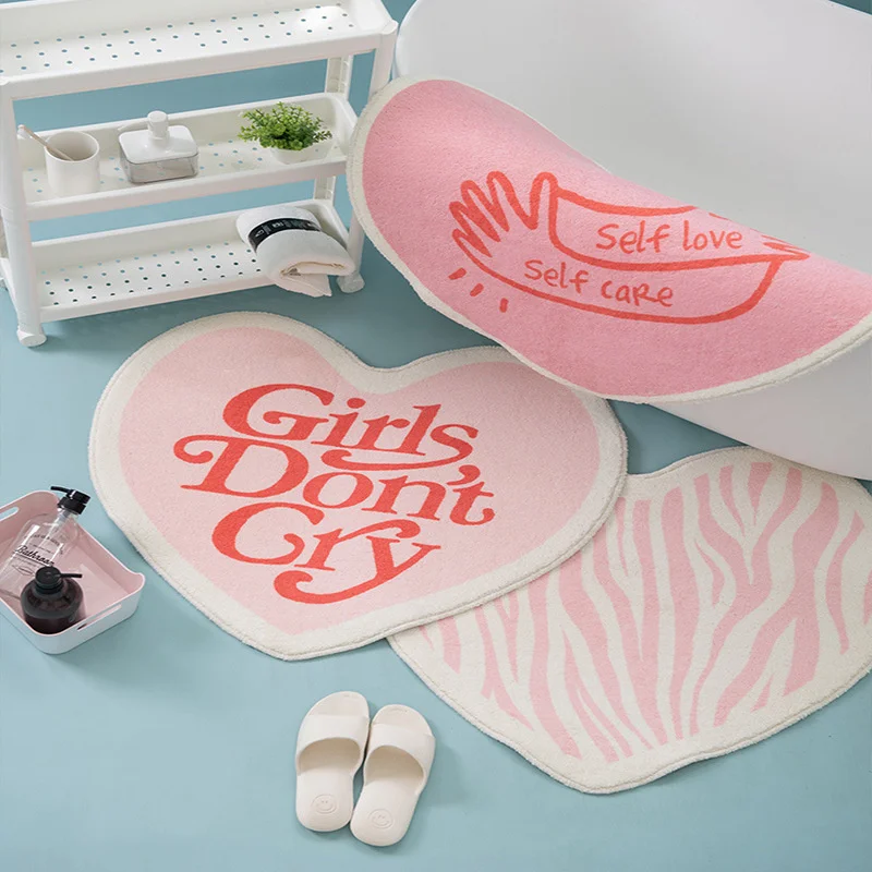 Pink-Love-Heart-Bedroom-Rug-Cute-Girl-Room-Carpet-Round-Mat-Polyester ...