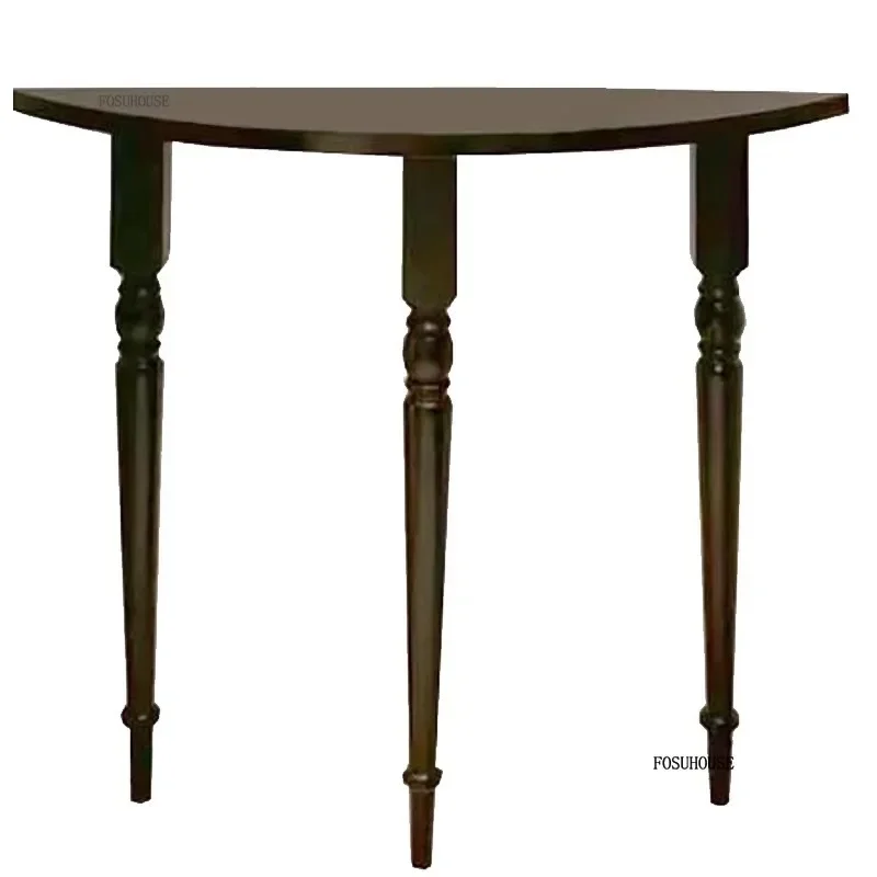 Luxury French Solid Wood Console Table Semi-round Display Stand Living ...
