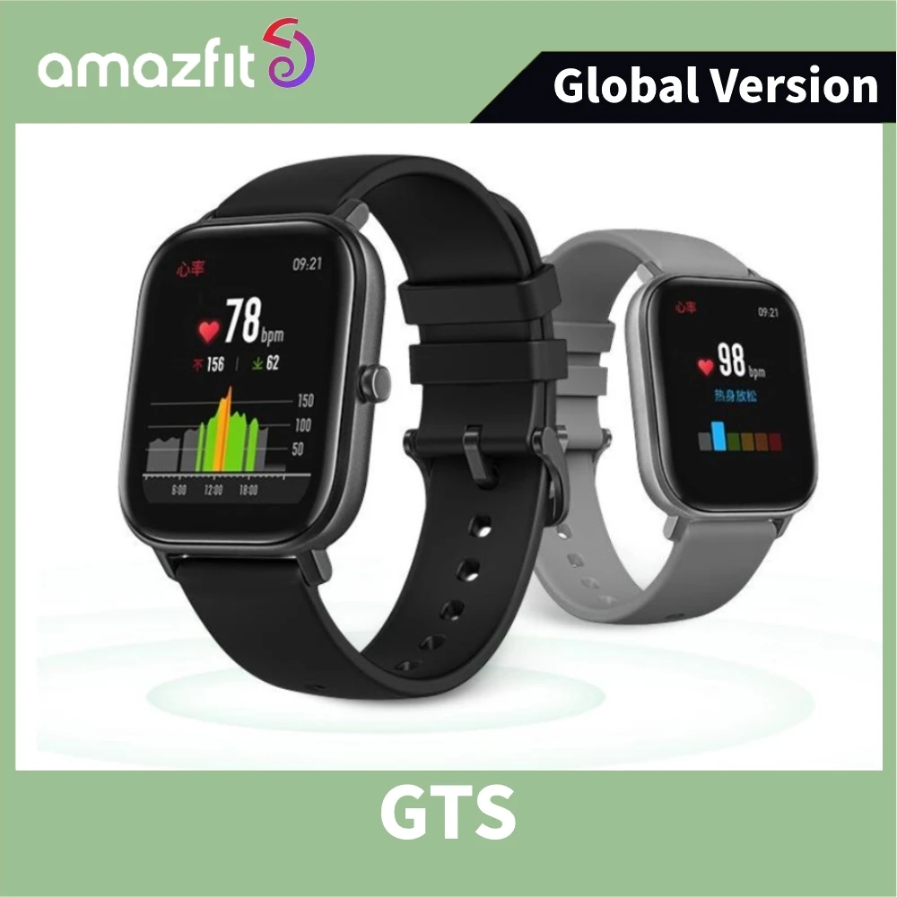 어메이즈핏 GTS 남성용 스마트 워치, 5ATM 방수, 내장 GPS, 음악 제어, 스포츠 시계, 박스 없음, 글로벌 98% ...