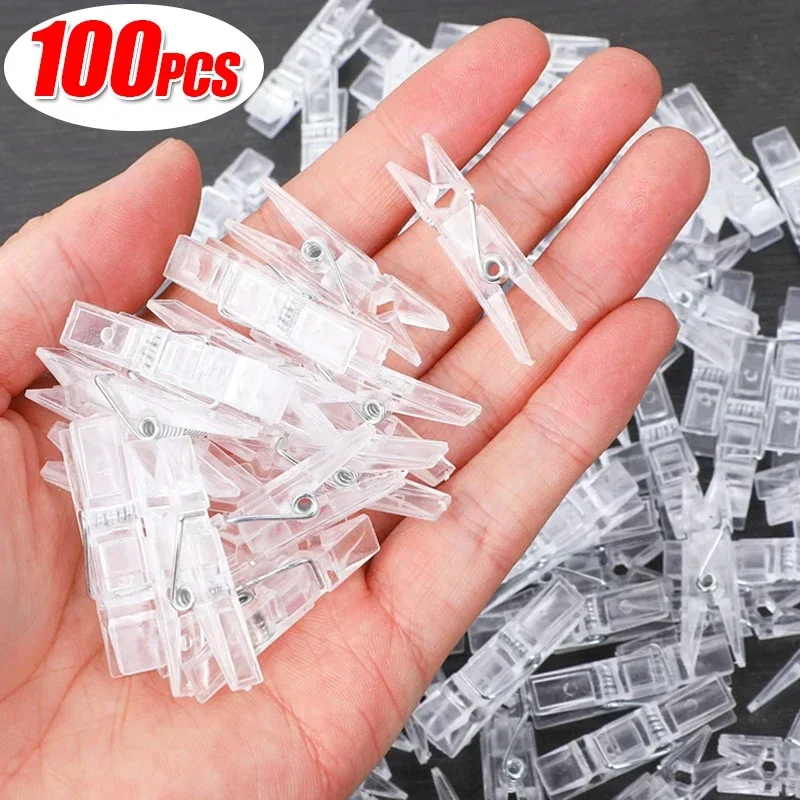 100PCS-35mm-Mini-Spring-Clear-Transparent-Clips-Clothes-Photo-Paper-Peg ...