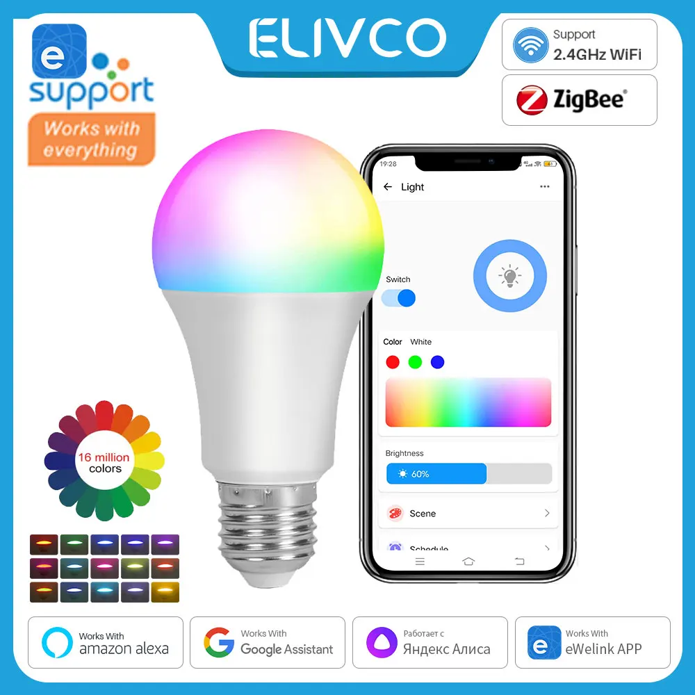EWeLink-LED-Smart-WiFi-Zigbee-Light-Bulb-E27-RGB-C-W-LED-Lamp-Dimmable ...