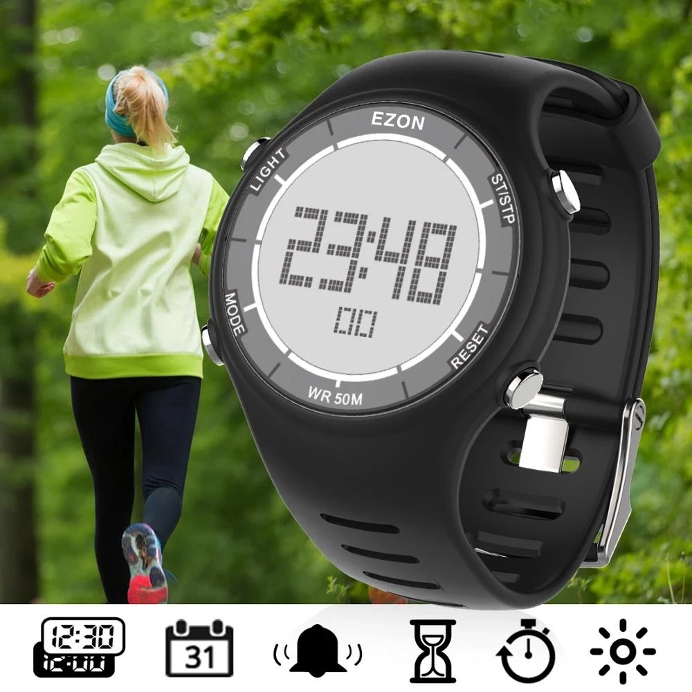EZON New Fashion Woman Digital Sport Watch for Outdoor Running with Alarm Clock Stopwatch ...
