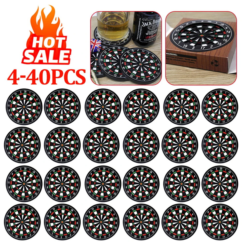 4-40Pc Dart Board Style Coasters Mini Dart Board Drink Coasters Heat ...