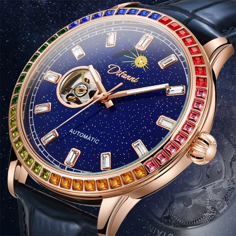 Men Watch Moon Phase Waterproof | Mechanical Watch Moonphase Men ...