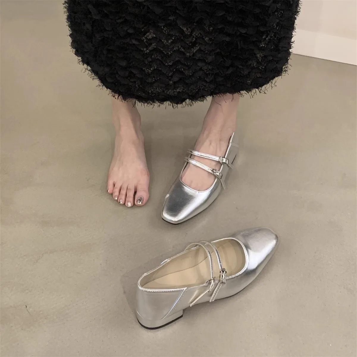 Women-Luxury-Bowtie-Mary-Janes-Women-Square-Toe-Shiny-Leather-Flats ...