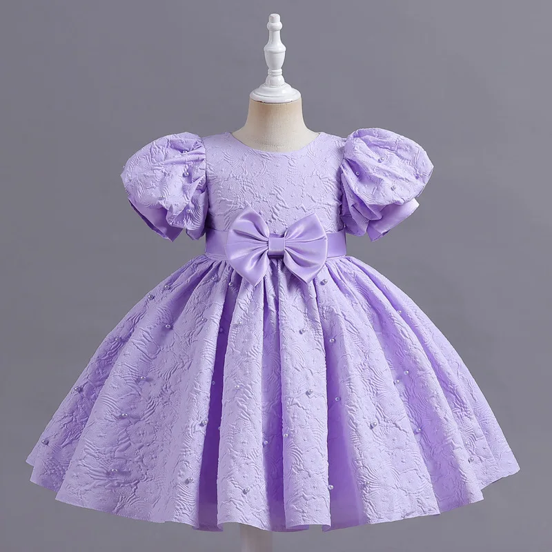 Girls-Bead-Party-Dress-Child-Bows-Purple-Color-Princess-Frocks-Baby ...