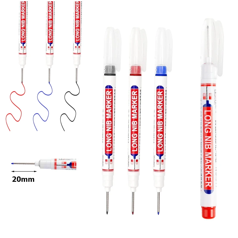 6pcs 20MM Red/Black/Blue/White/Green Ink Long Head Markers Bathroom ...
