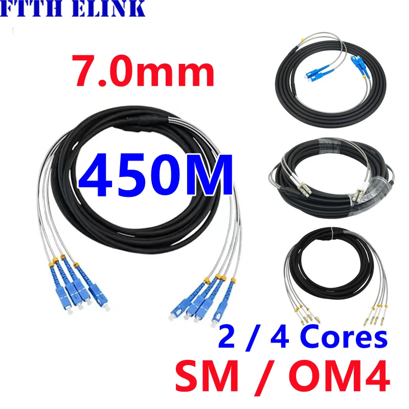 450mtr 2C 4C Outdoor CPRI Fiber optic Patch cord SM OM4 LC SC FC ST 2 cores 4 core cable ...