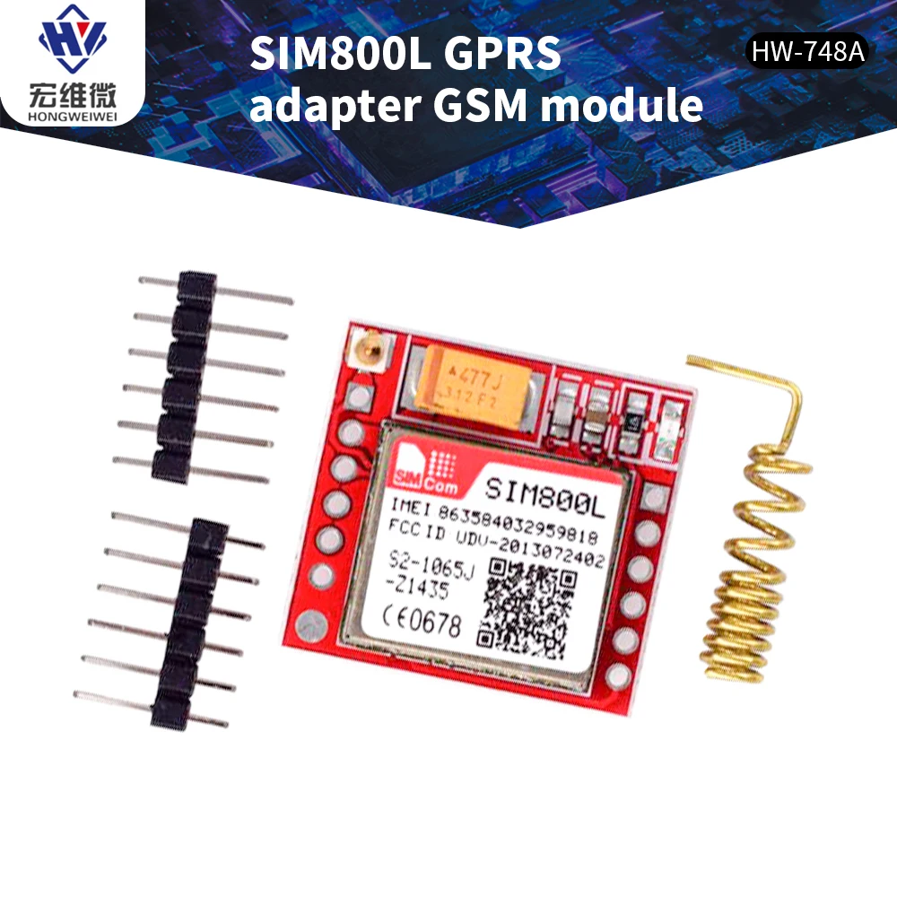 Minimódulo GPRS GSM SIM800L con resorte/antena, tarjeta Micro SIM, núcleo de cuatro bandas ...
