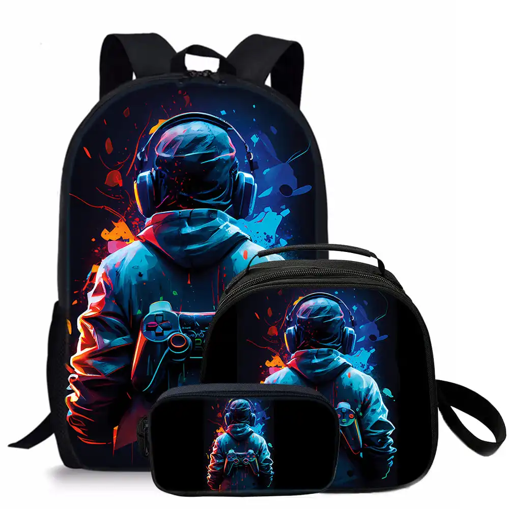 Back View Game Controller Three Piece Set Backpacks For Boy And Girls ...