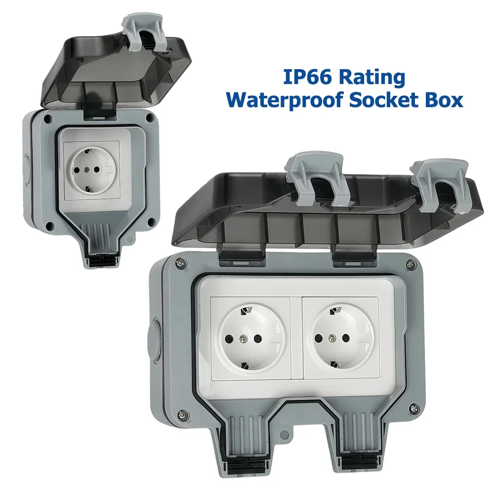 Waterproof Outdoor Socket,Double Power Outlet with Protective Cover ...