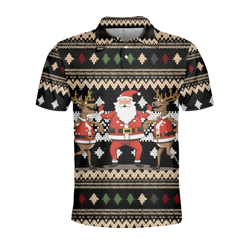 Funny-Santa-Claus-Graphic-Polo-Shirts-For-Men-Merry-Christmas-Boy-Gifts ...