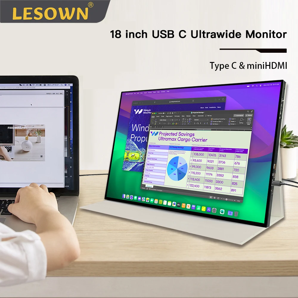 LESOWN-USB-C-Portable-Ultra-Wide-Touch-Screen-Gaming-Monitor-18-inch ...
