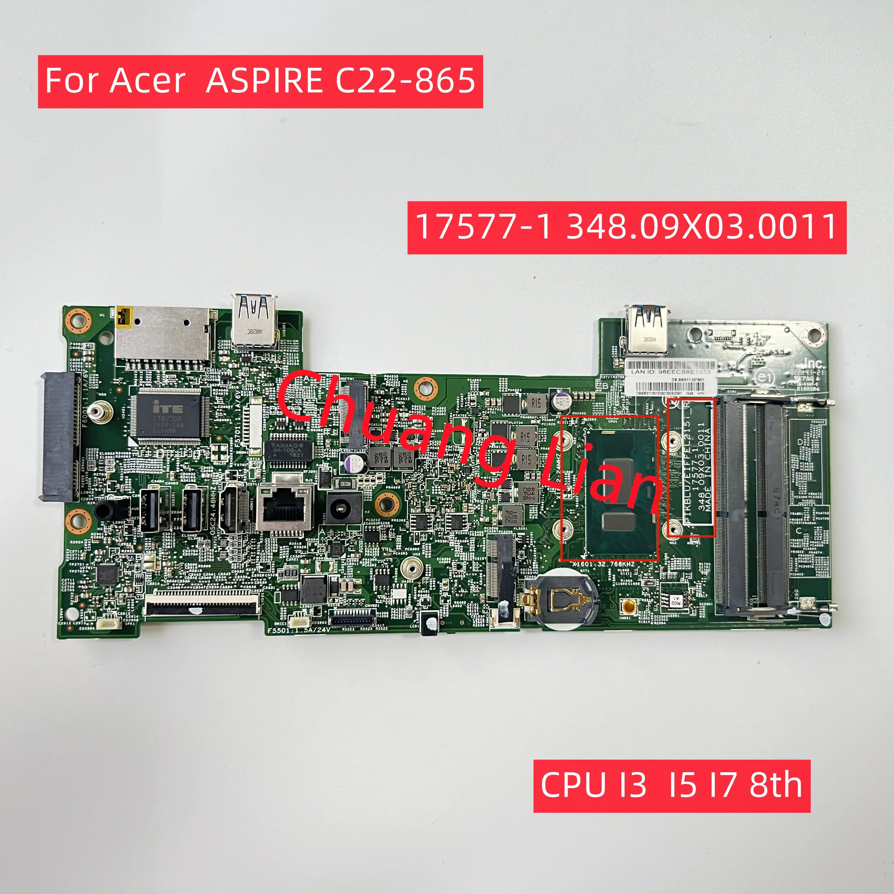 For Acer ASPIRE C22-865 Motherboard 17577-1 348.09X03.0011 with CPU I3 ...