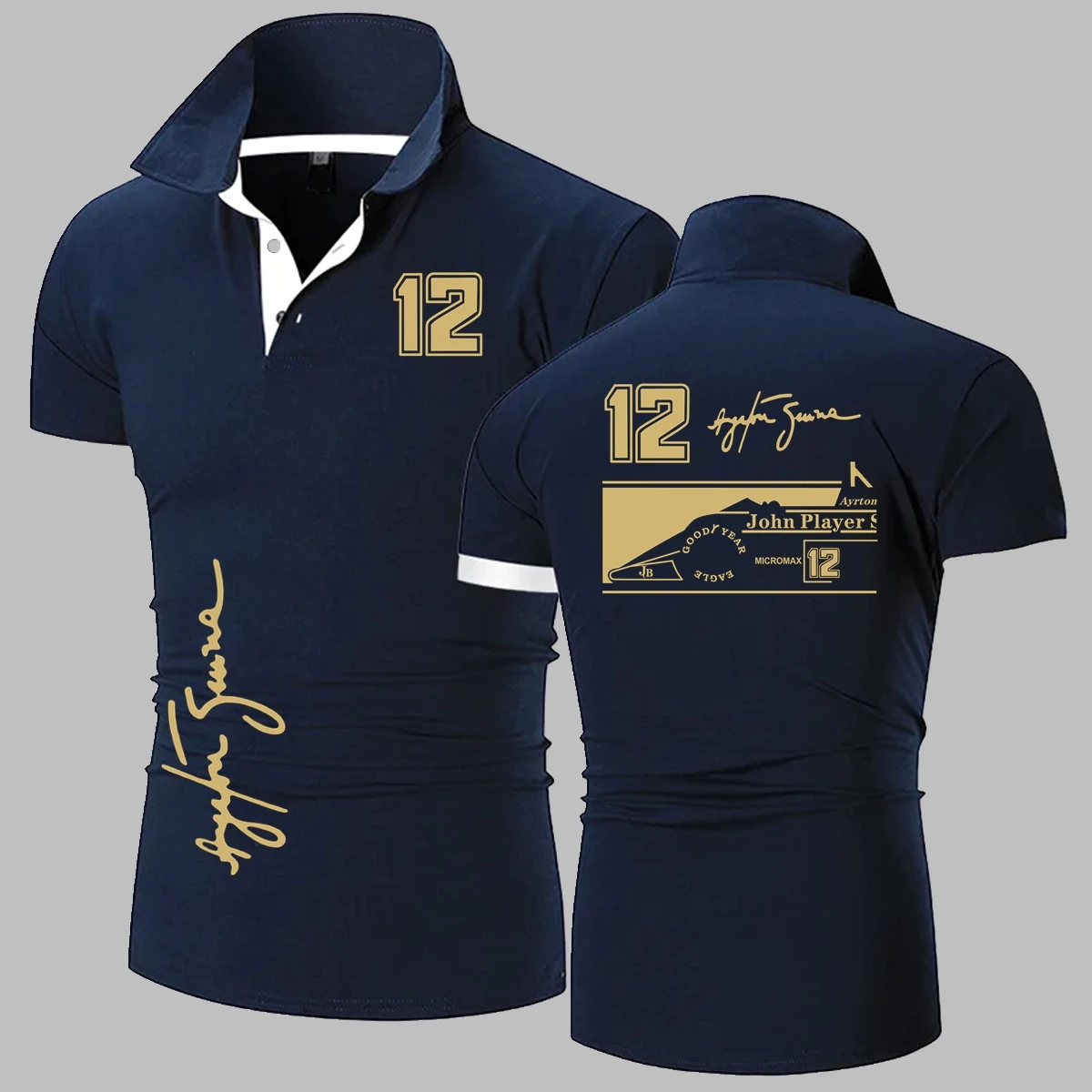 Ayrton Senna Jps Tribute Polo Shirt 12 Signature F1 Car Mens Polos ...
