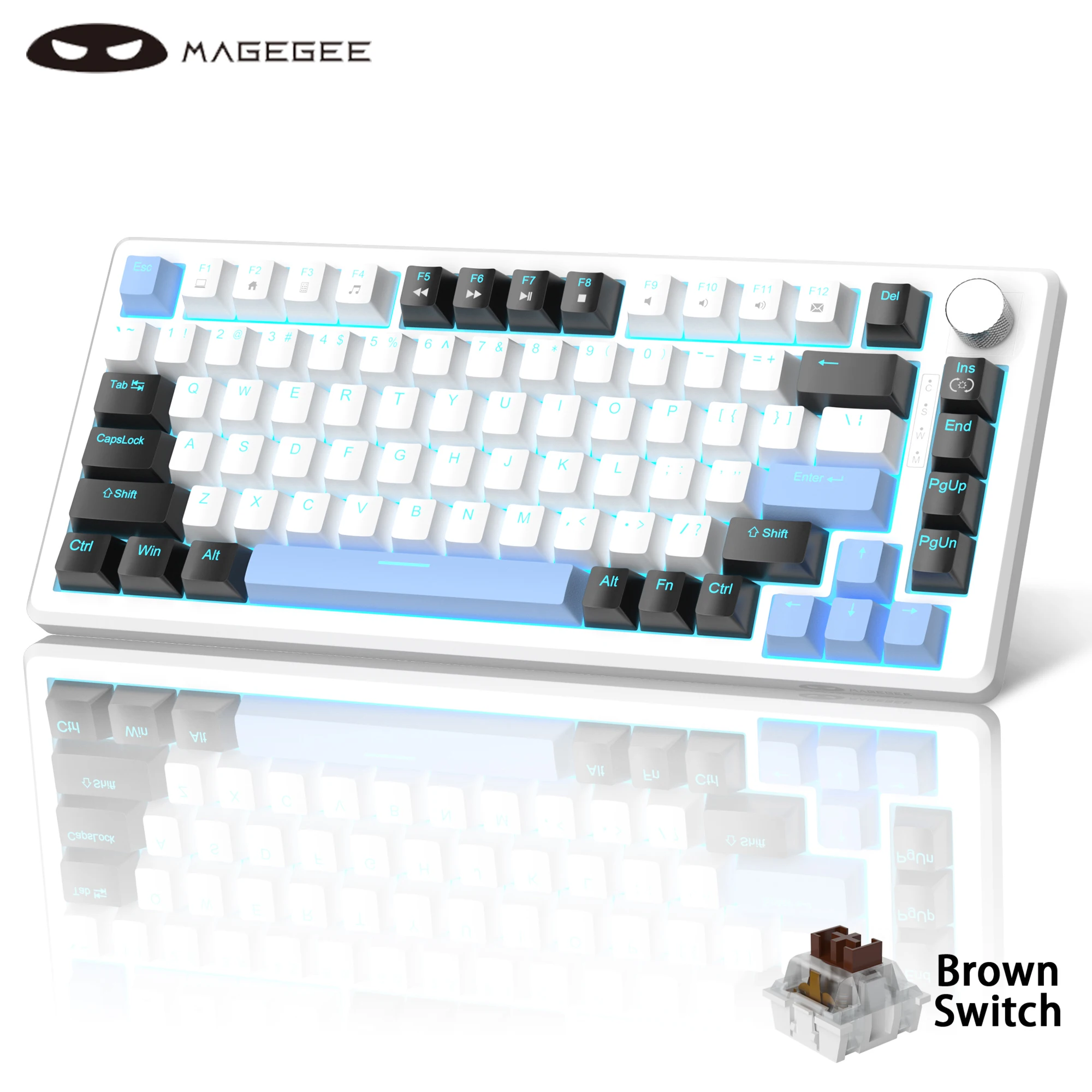 MageGee-75-Mechanical-Gaming-Keyboard-with-Knob-Control-Compact-Blue ...