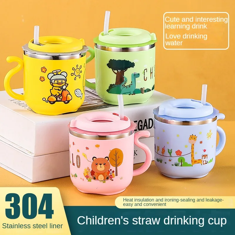 270ML Kids Water Sippy Cup Creative Cartoon Baby Feeding Cup with ...