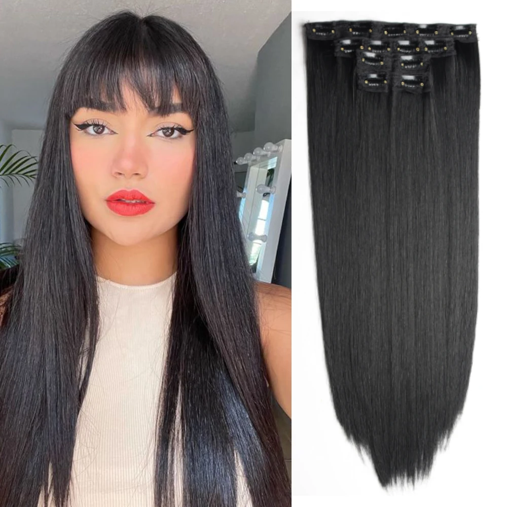 AZQUEEN-Synthetic-4Pcs-set-13-clips-Long-Straight-Hair-Extensions-Clips ...
