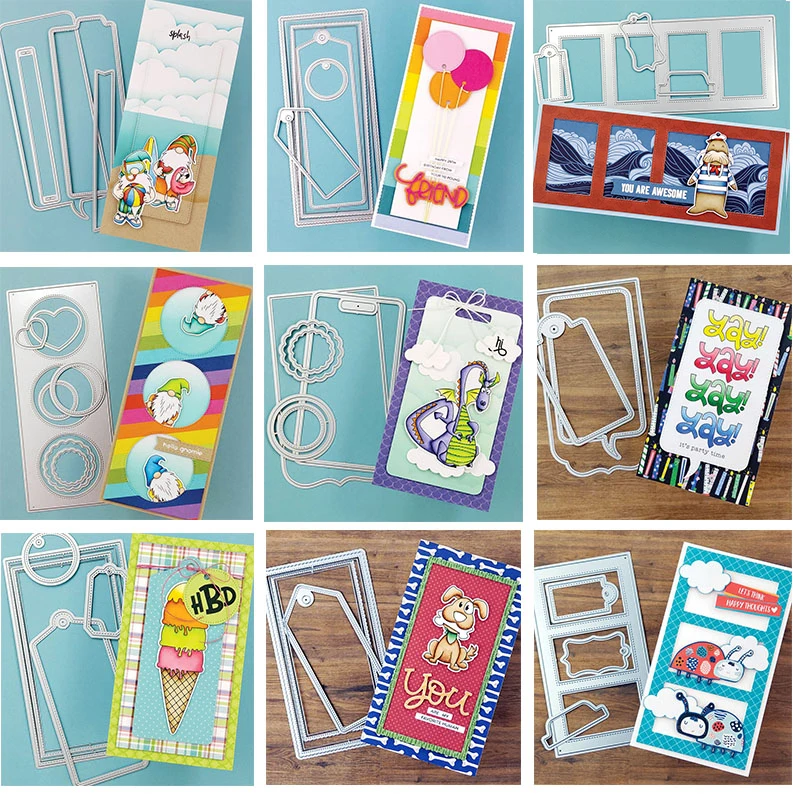 Series Slimline Frames Tags Mini Cute Animals Clear Stamps and Dies Set ...