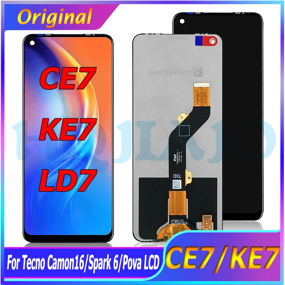 6.8" For Tecno Spark 6 Ke7 Display Lcd Touch Screen Digitizer Assembly For Tecno Camon 16 Tecno ...