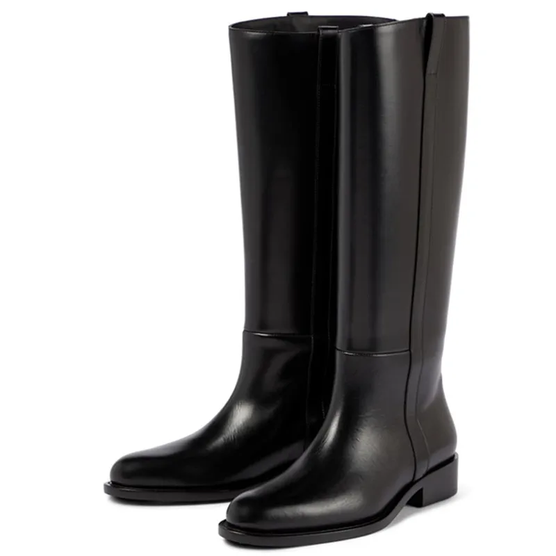 Winter-Knee-High-Boots-Women-Shoes-Genuine-Leather-Black-Western-Tall ...