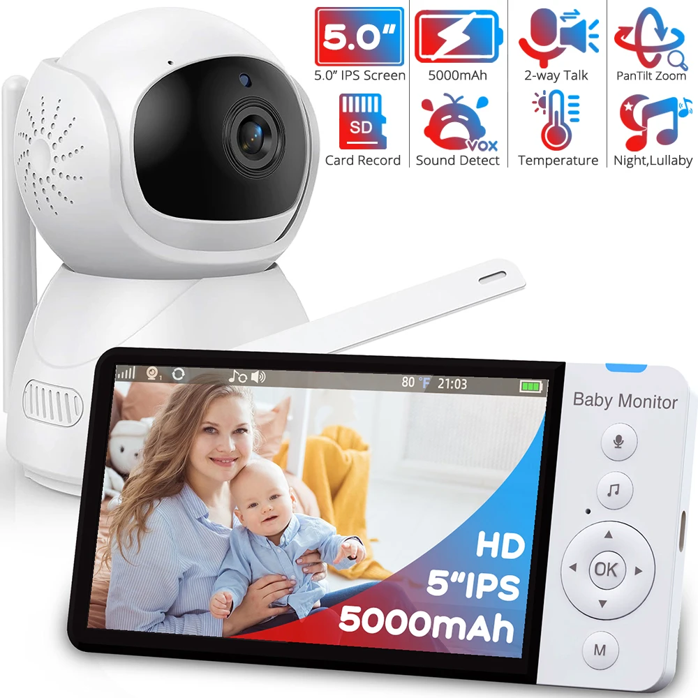 5-Inch-Wireless-Video-Baby-Monitor-With-Nanny-PTZ-Camera-5000mAh ...