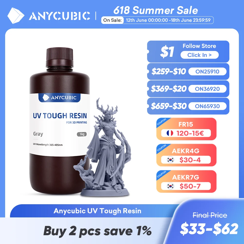 Anycubic Flexible Tough Resin For Lcd 3d Printer High Toughness 3d ...