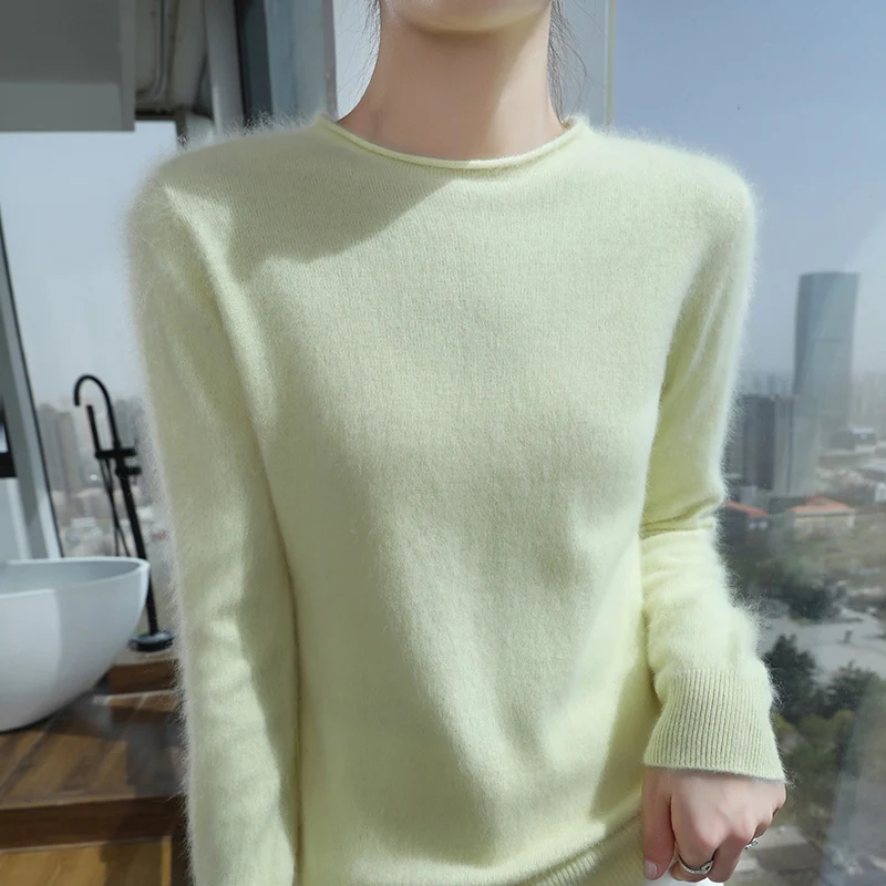 Curled-Round-Neck-Sweaters-for-Women-Autumn-Winter-Simple-Basics-Long ...