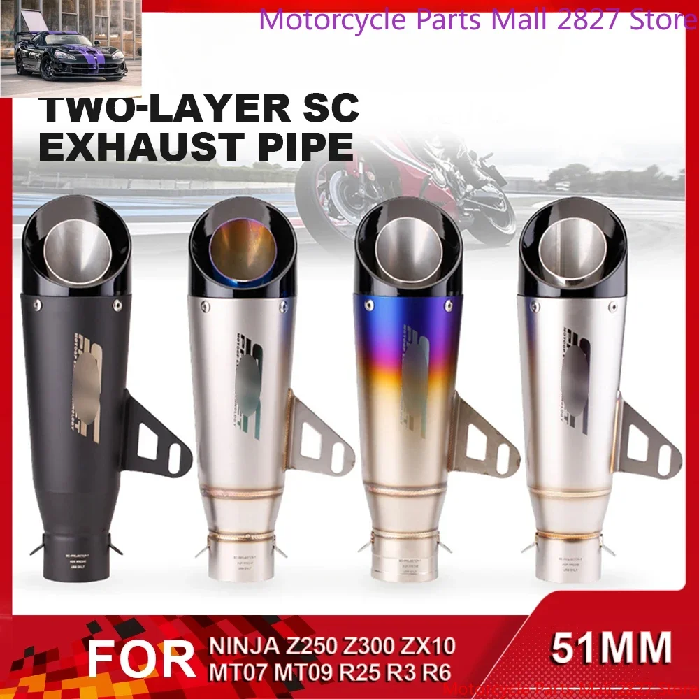 51mm-tubos-de-escape-da-motocicleta-escape-de-duas-camadas-sc-modificado-silenciador-para-ninja ...