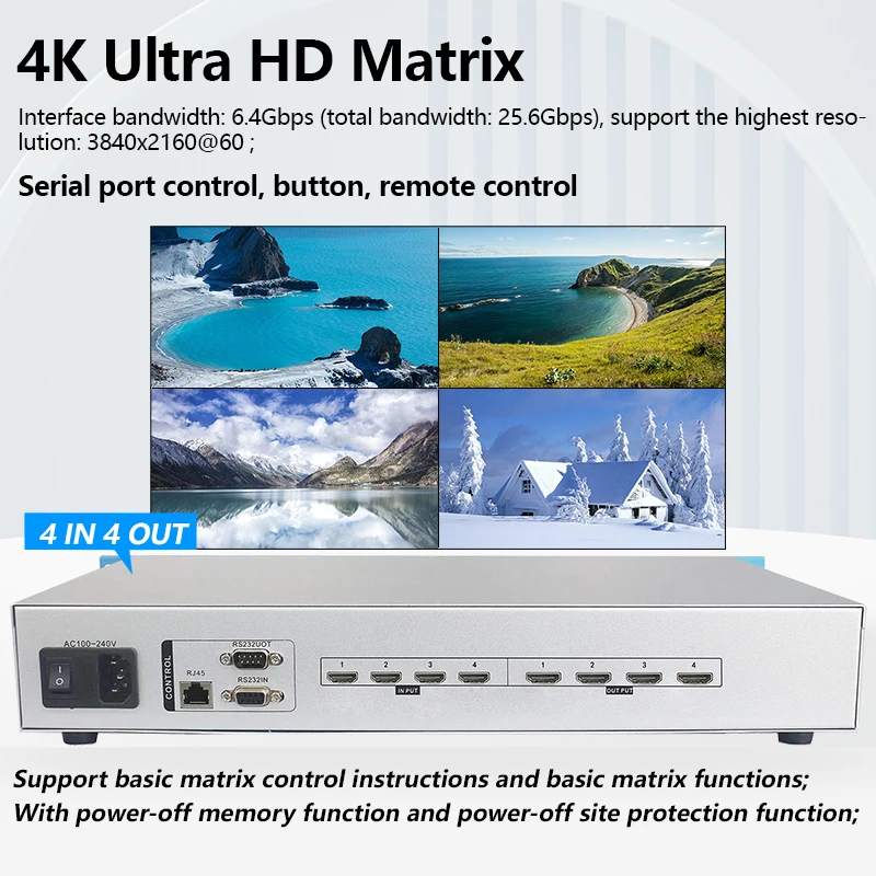 Matrix-Switch-HD2-0-4x4-4K-60Hz-HDCP2-2-Profesional-RackHD-compatible ...