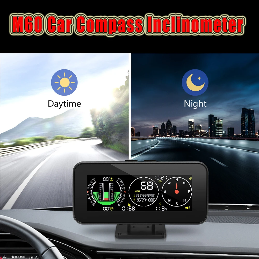 Car-Head-Up-Display-Car-Compass-Inclinometer-Slope-Angle-Speed-GPS ...