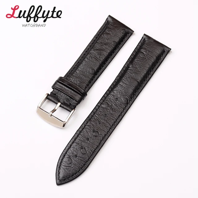 Genuine Leather Watchband 18mm 20mm 22mm Ostrich Pattern Black Blue ...