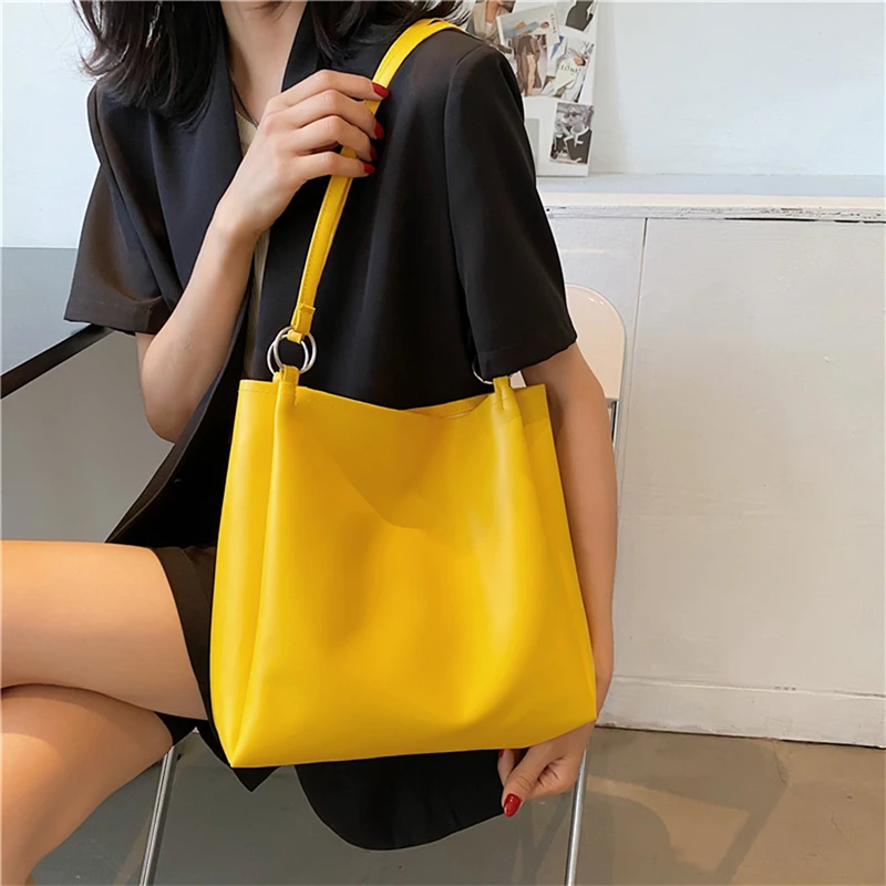 Women-Solid-Color-Bag-Large-Capacity-Shoulder-Bags-High-Quality-PU ...