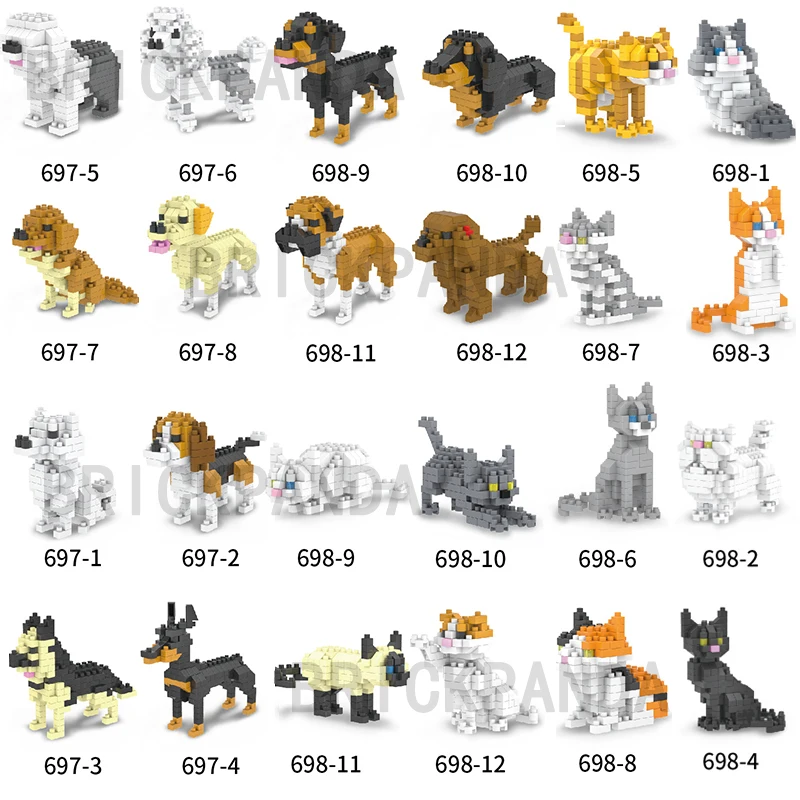 MOC-Mini-Animal-Micro-Building-Blocks-Pet-Dog-Cat-Series-Bricks-Puzzle ...