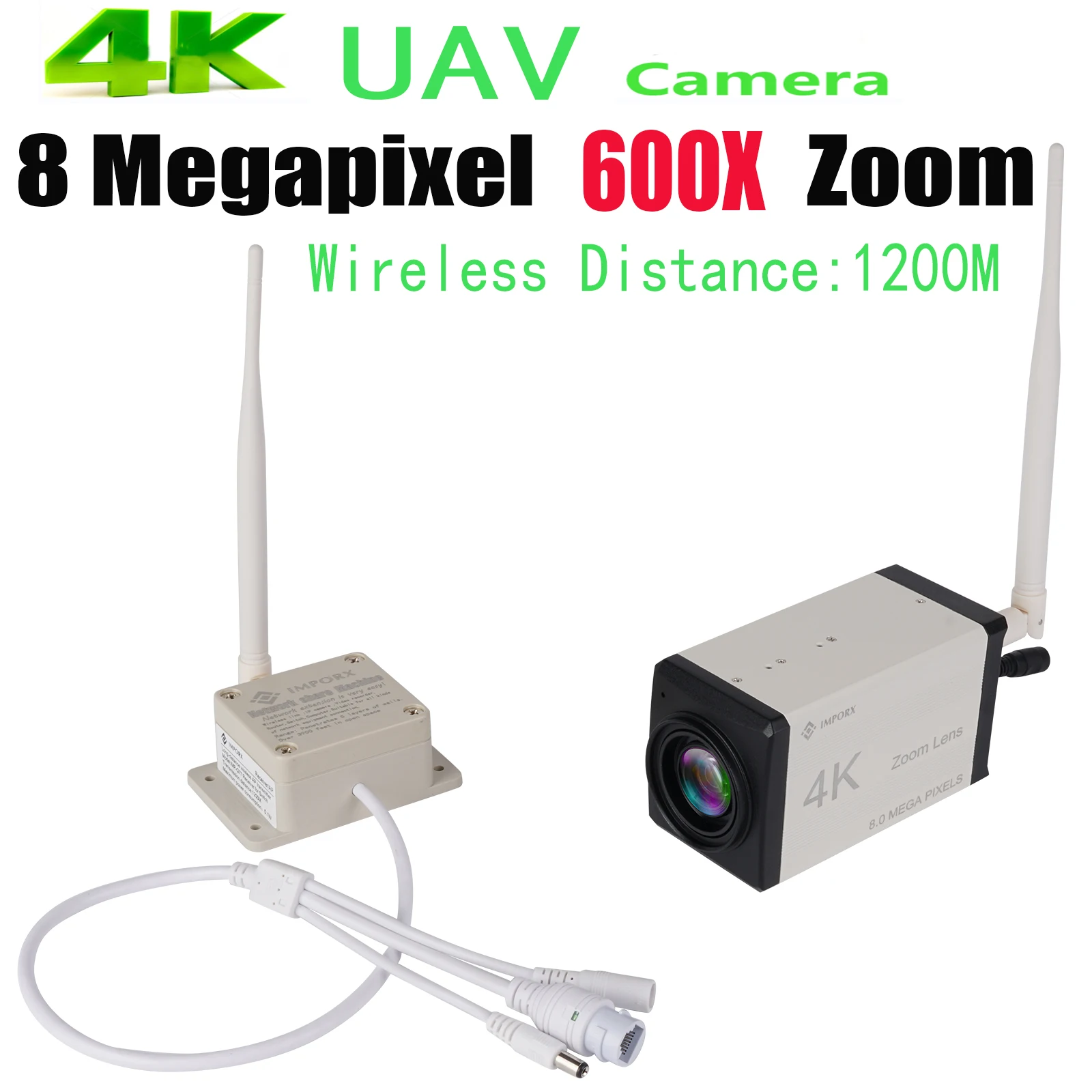 8MP 4K 200X 360X 600X ZOOM Long Distance 1.2KM Wireless WIFI UAV P2P ...