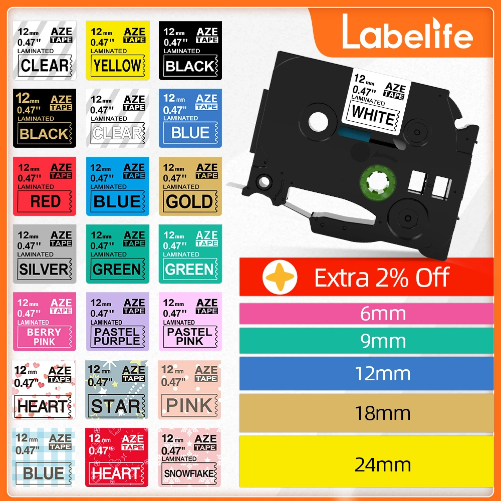 231 테이프 호환 테이프 12mm tze 231 tze221 Ptouch 라벨 메이커 PTH110 PTD210 P710BT ...