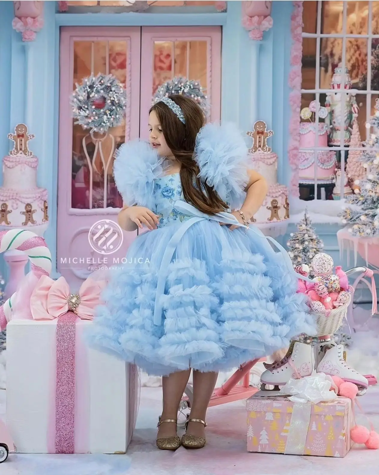 Puffy-Sky-Blue-Pageant-Dresses-Tiered-Ruffles-Ball-Gown-Children ...