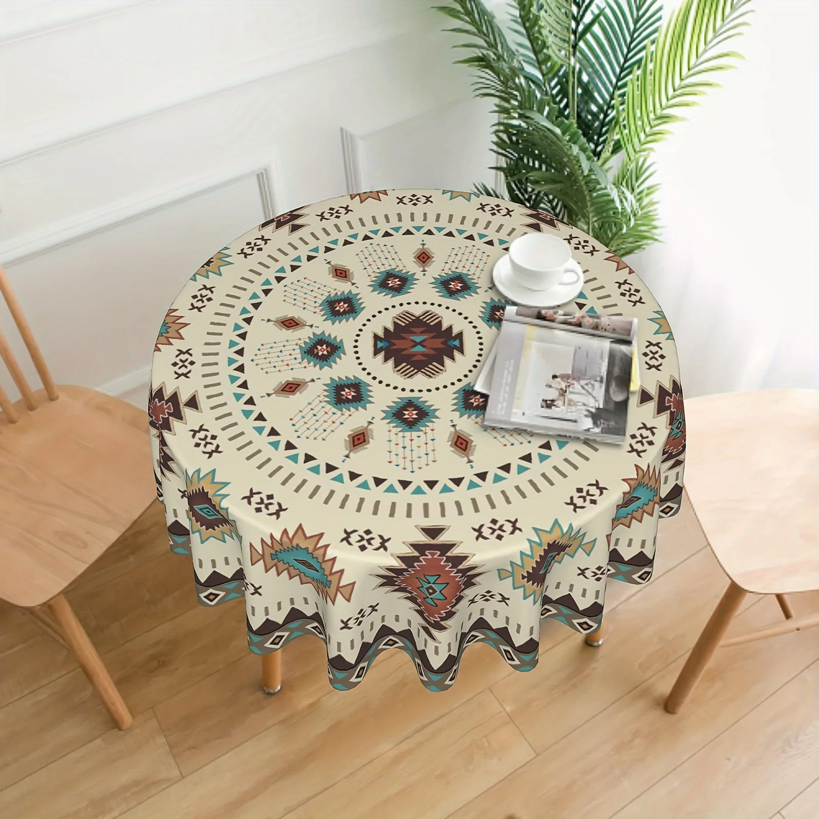 Tablecloth-Southwest-Aztec-Round-Tablecloth-60-Inch-Geometric-Tribal ...