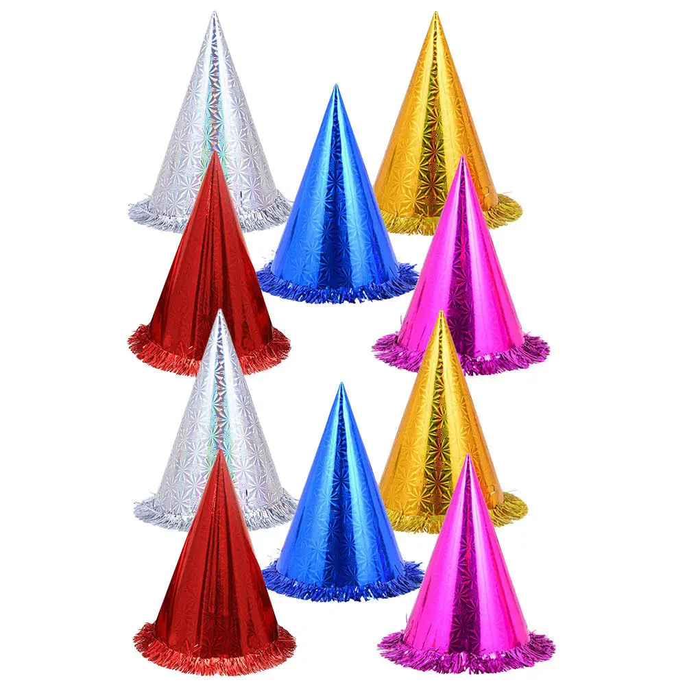 18Pcs Eye Catching Glitter Triangle Party Hats Tassel Border ...