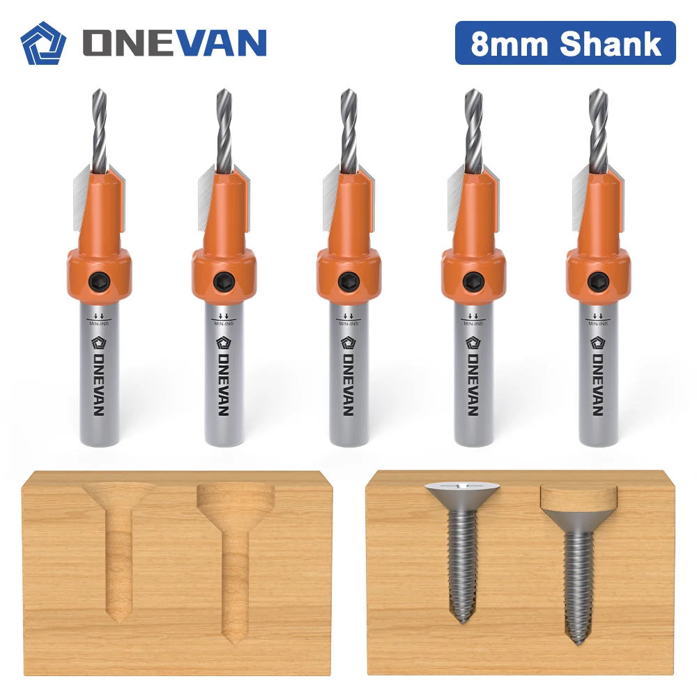 ONEVAN-Hss-Countersink-Drill-Bits-8MM-Shank-Screw-Extractor-Router-Bit ...