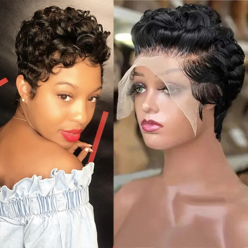 Pixie-Curly-100-Human-Hair-Wig-13x4-Short-Bob-Wig-Pixie-Cut-350-Colored ...
